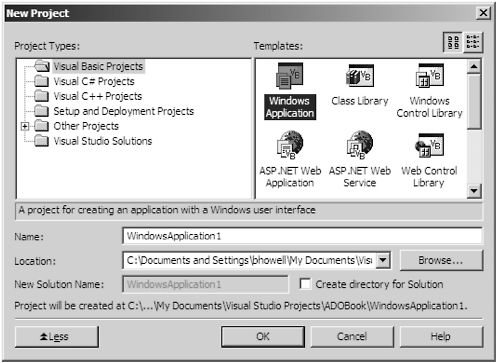 Opening or Creating a Project - ADO.NET Programming in Visual Basic ...