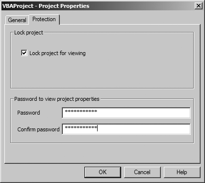 6.9.1. Protect Code - Programming Excel with VBA and .NET [Book]