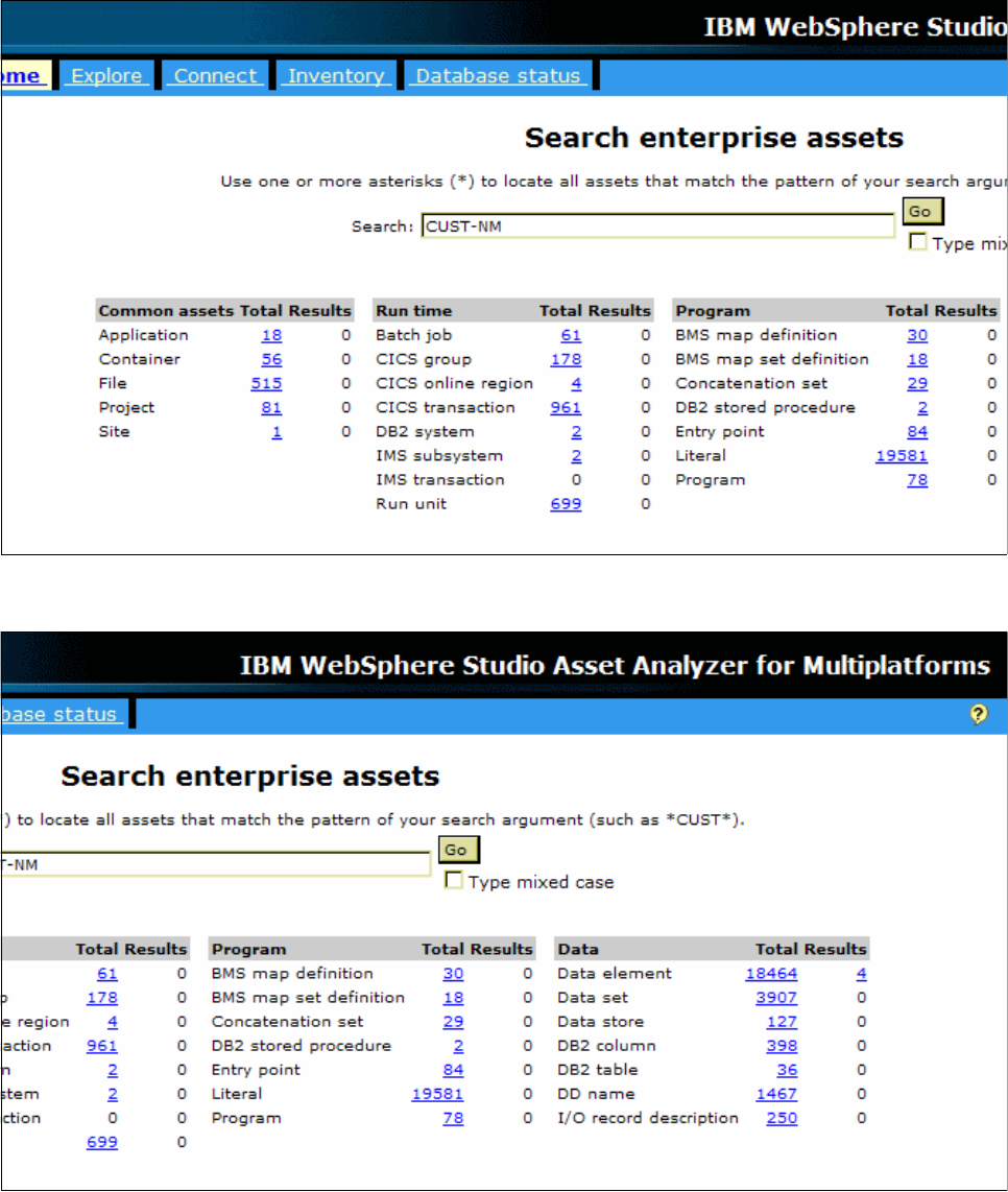 Chapter 4: Exploring your inventory - WebSphere Studio Asset Analyzer ...