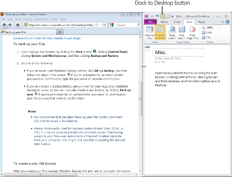 Docking OneNote On The Side Of The Screen Microsoft OneNote 2010 Docking OneNote On The Side Of The Screen Microsoft OneNote 2010