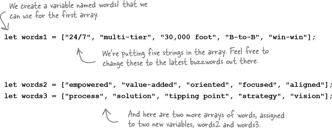 4. Putting some order in your Data: Arrays - Head First JavaScript ...