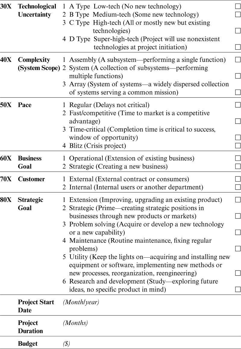 3B. Project Classification Questionnaire - On Time and On Budget ...