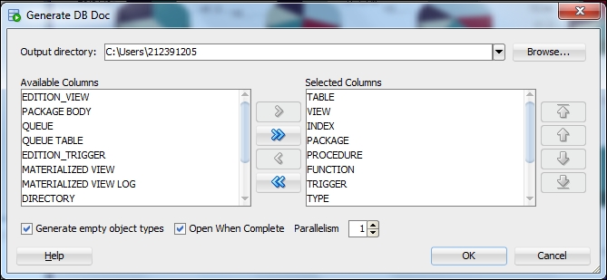 DB Doc generation - Oracle SQL Developer [Book]