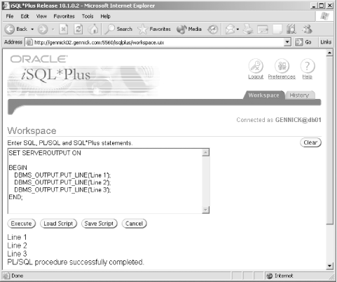 3.4. Working with PL/SQL - Oracle SQL*Plus: The Definitive Guide, 2nd ...