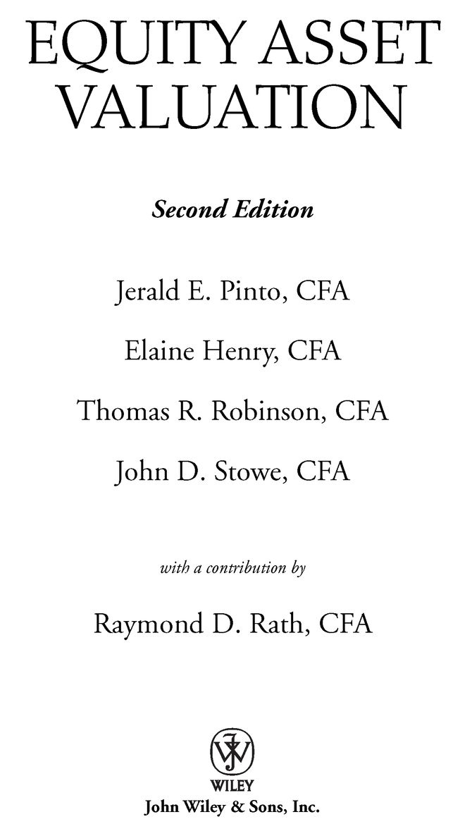 Title Page - Equity Asset Valuation, Second Edition [Book]