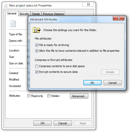 Encrypting File System (NTFS Encryption) - Windows 7: Up and Running [Book]