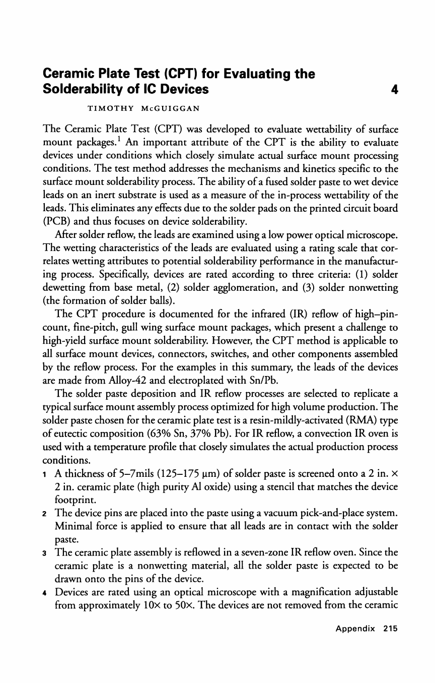 Ceramic Plate Test (CPT) for Evaluating the Solderability of IC Devices ...