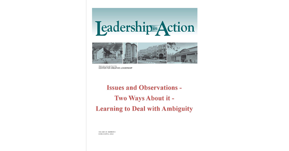 Leadership in Action - Issues and Observsations - Two Ways About it ...